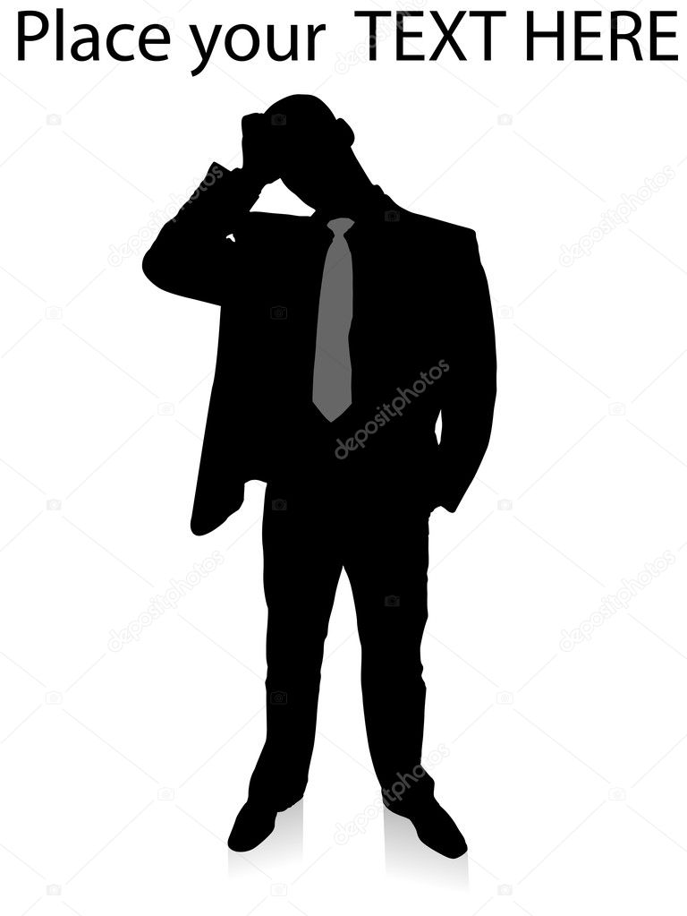 Silhouette of young confused businessman — Stock Photo ... Silhouette of young confused businessman — Stock Photo ...