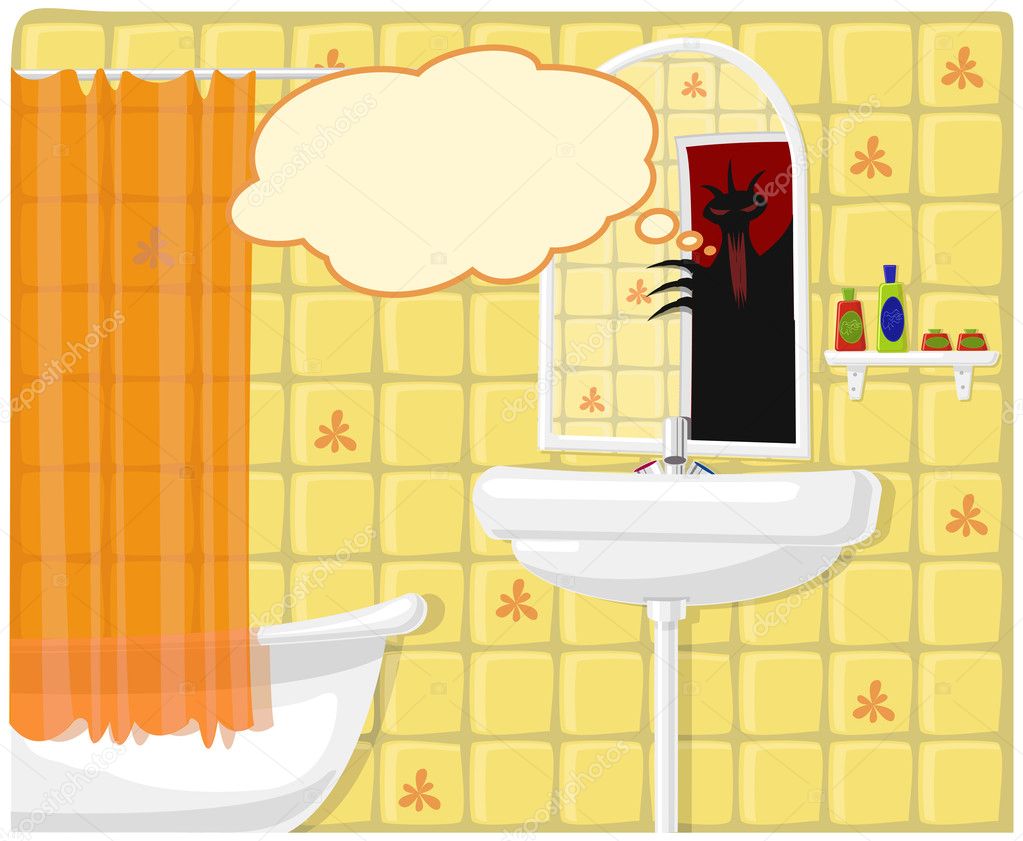 Illustration of bathroom monster Stock Illustration by ©Elisanth #1170053