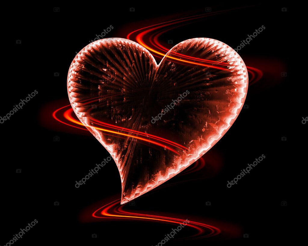 Red icy heart with fiery waves around Stock Photo by ©garloon 1065930