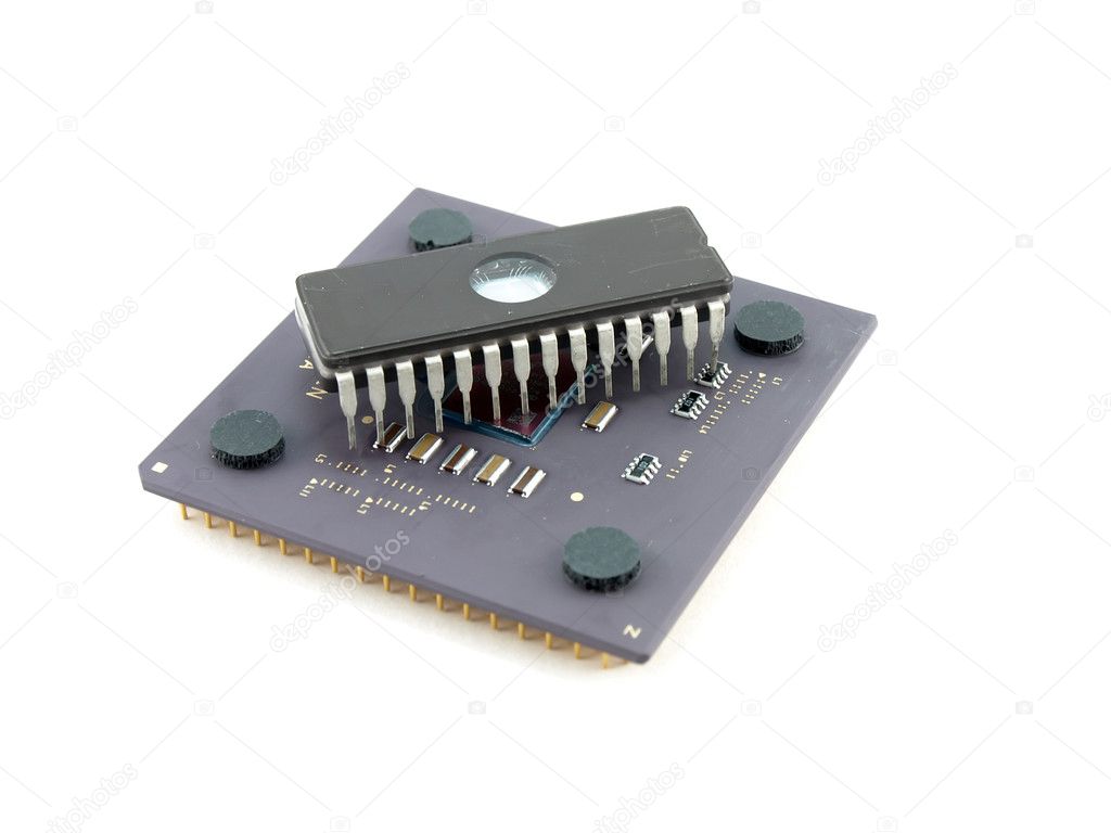 Microprocessor and ROM for computer — Stock Photo © sergpetd #2261347