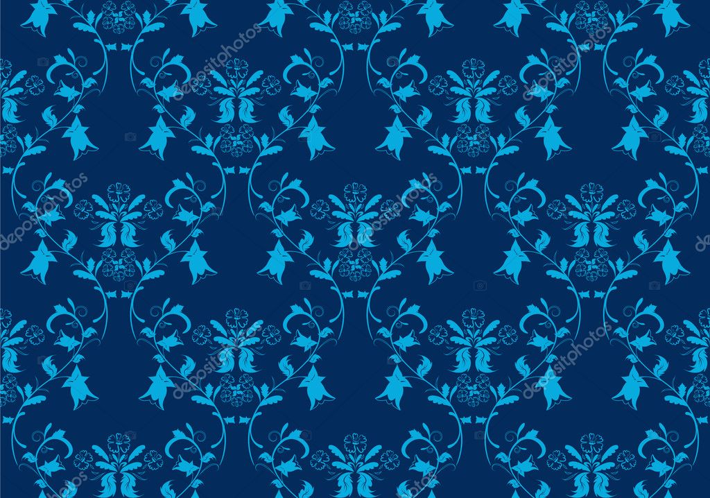 Seamless blue damask background Stock Vector Image by ©artlana #1029922