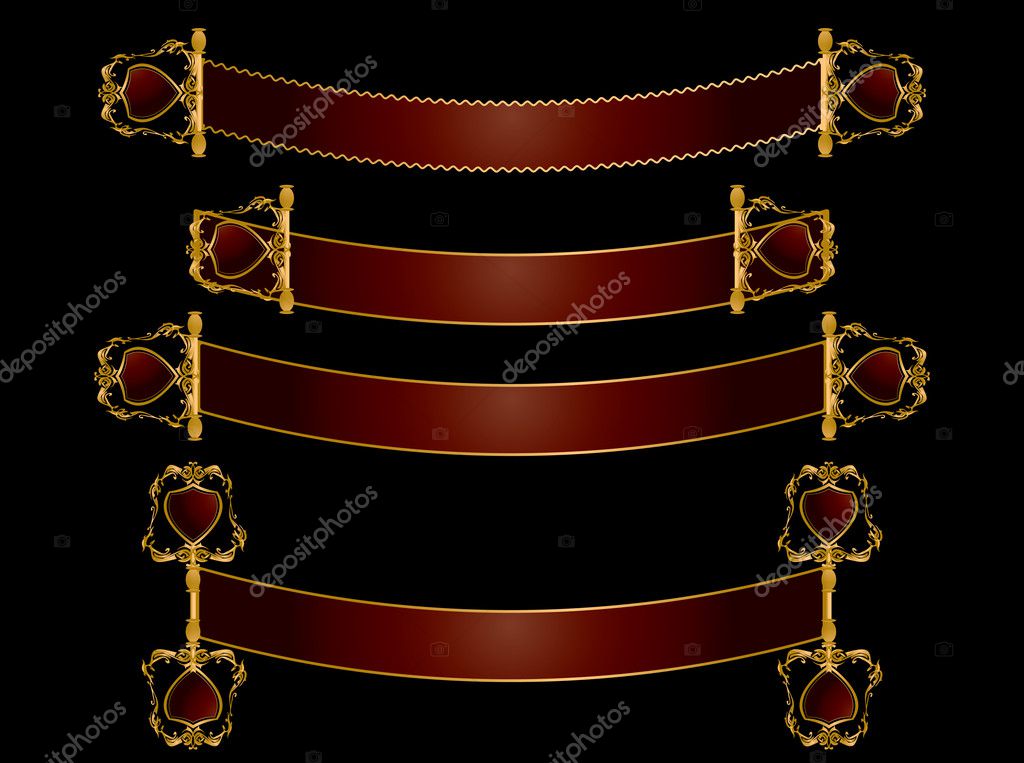Red and gold scroll banners Stock Vector Image by ©Randomway #2145056