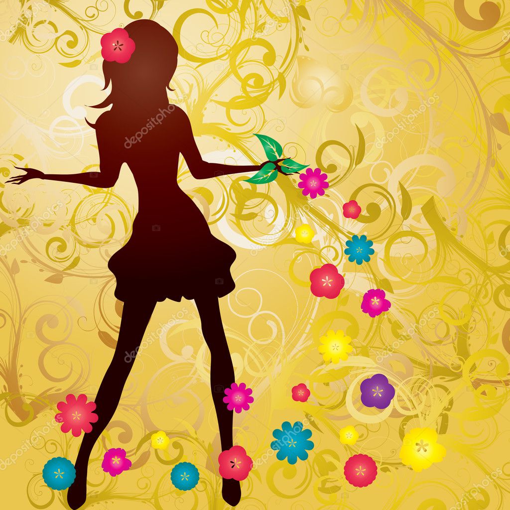 Spring girl — Stock Vector © MarketOlya #2503620