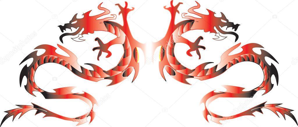 Twins dragons. Vector illustration Stock Vector Image by ©Gurbi4 #1131397