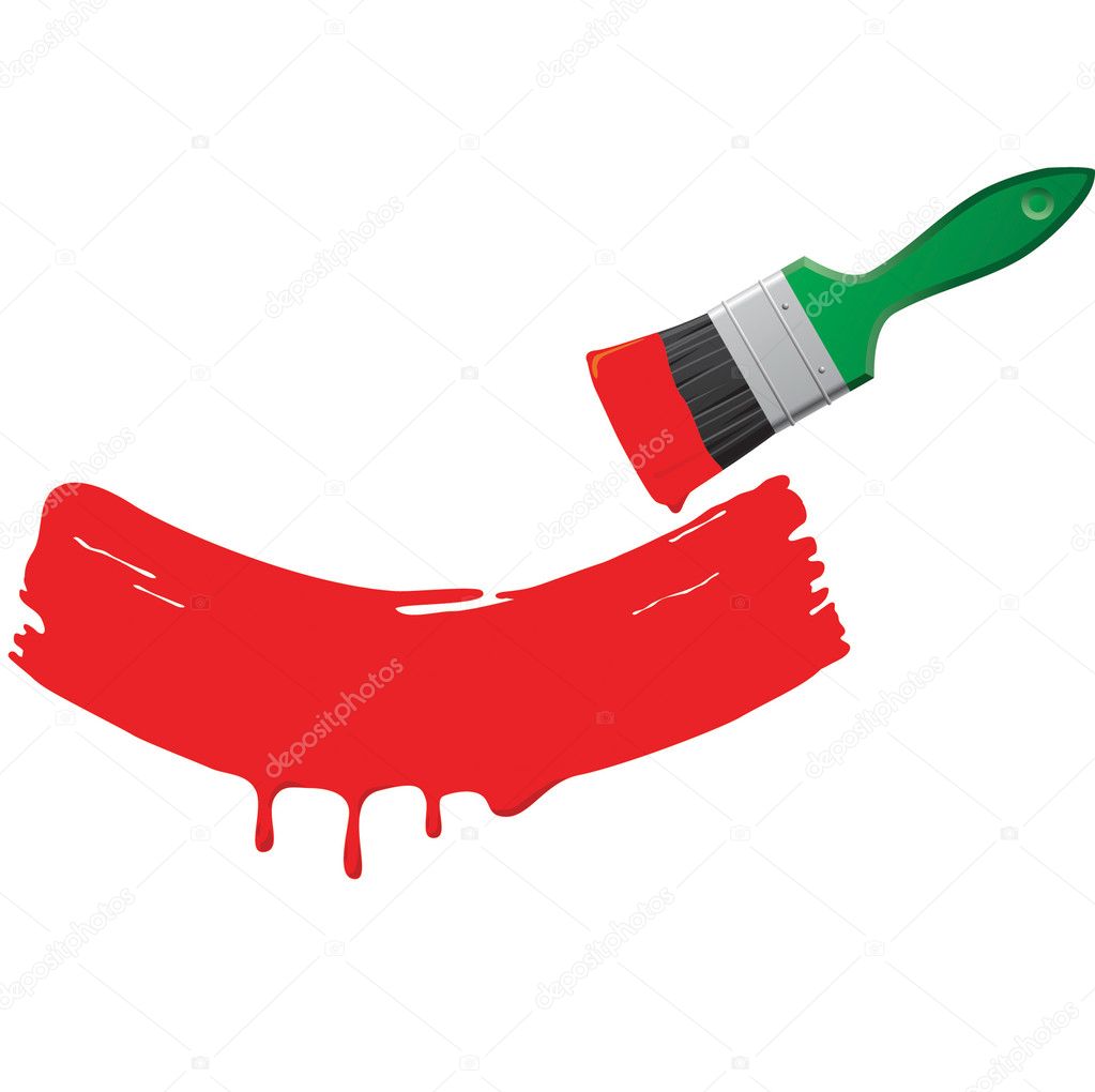 Red paint and green brush.Vector illustr Stock Illustration by ©Gurbi4 ...