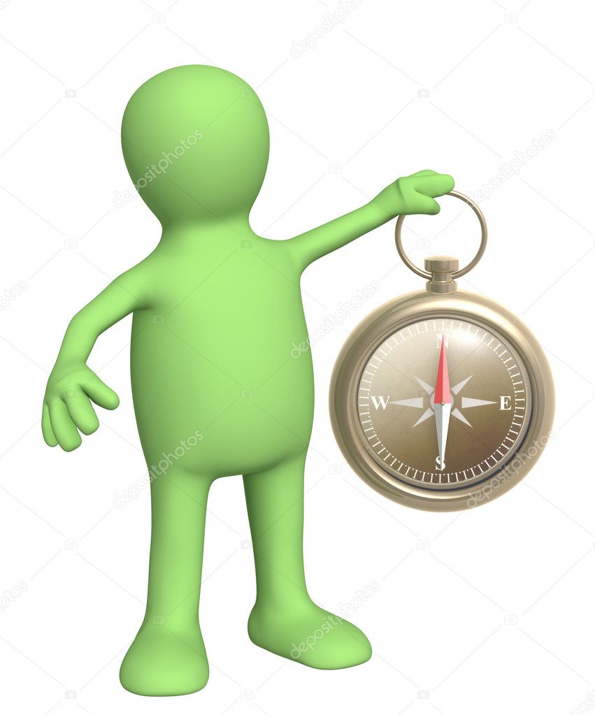 3d puppet with a compass — Stock Photo © frenta #1646134