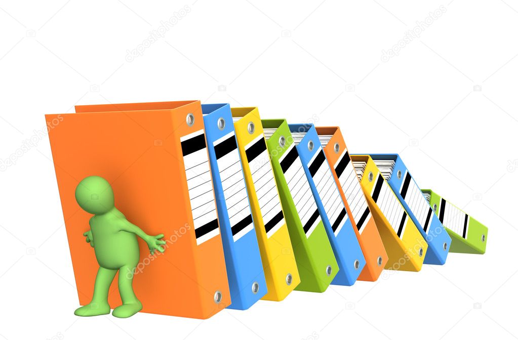 3d puppet, supporting falling folders Stock Illustration by ©frenta ...