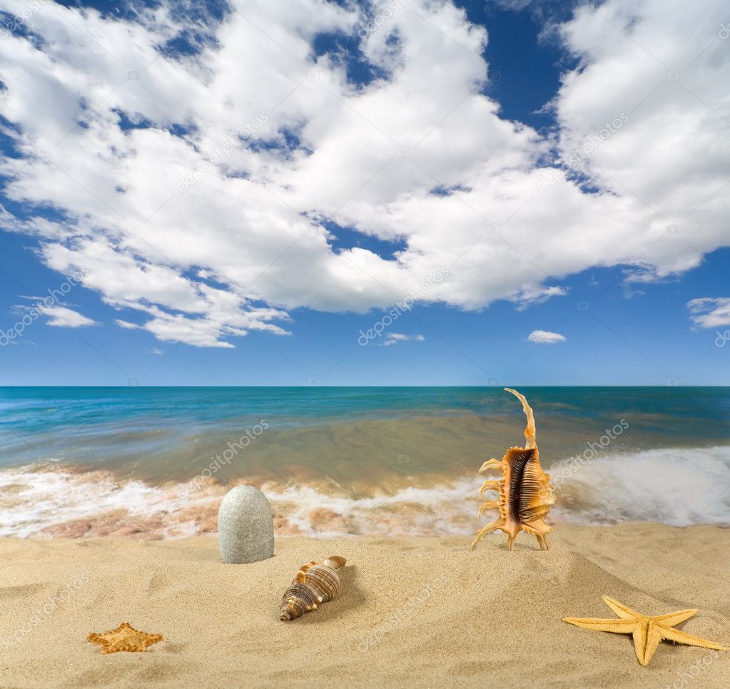 Landscape with seashell on sky Stock Photo by ©izi1947 1397406