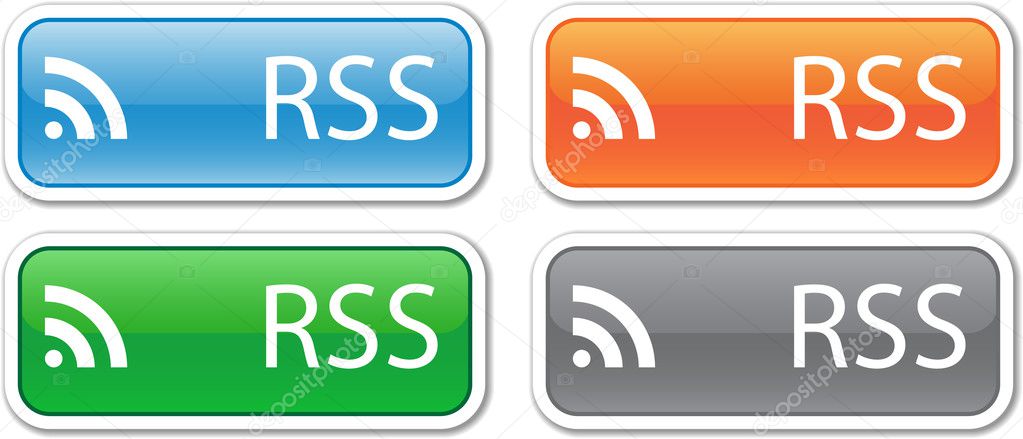 Four rectangular vector RSS button Stock Vector Image by ©SolanD #1367379