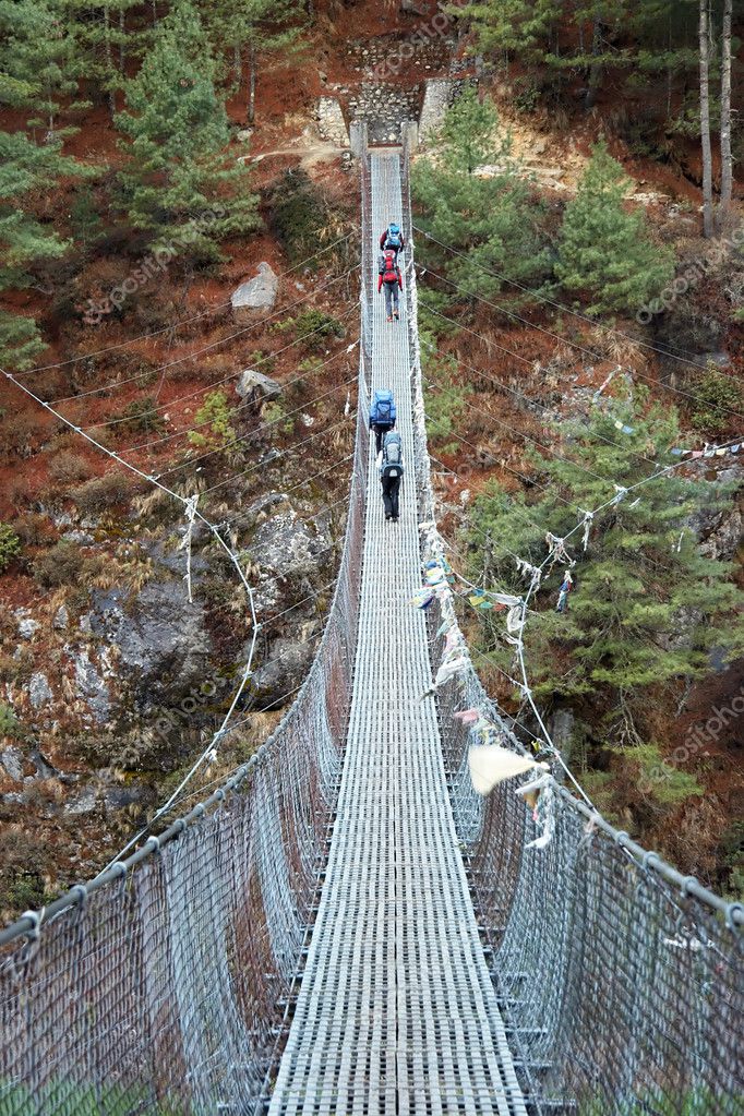 Rope bridge in Himalaya, Nepal — Stock Photo © azotov #1213279