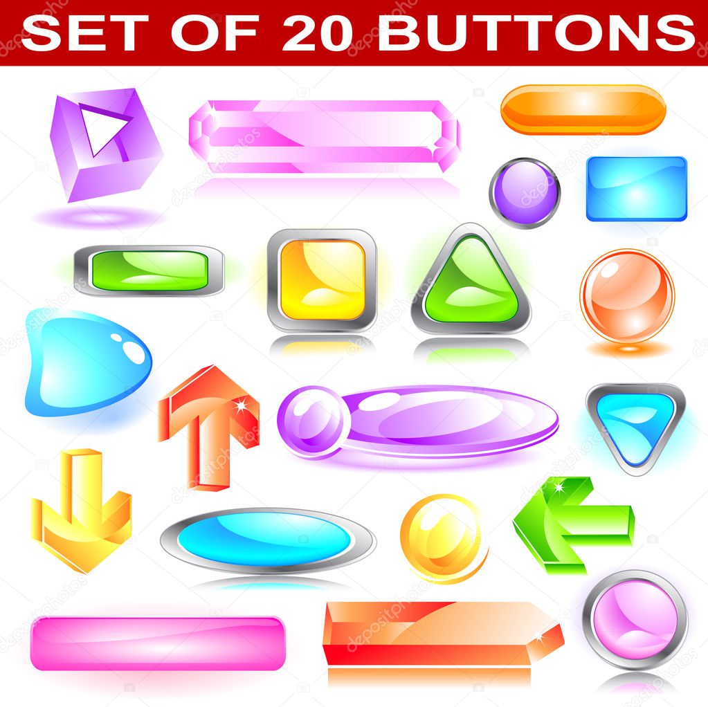 Set of 20 vector buttons — Stock Vector © Elenita #1185031