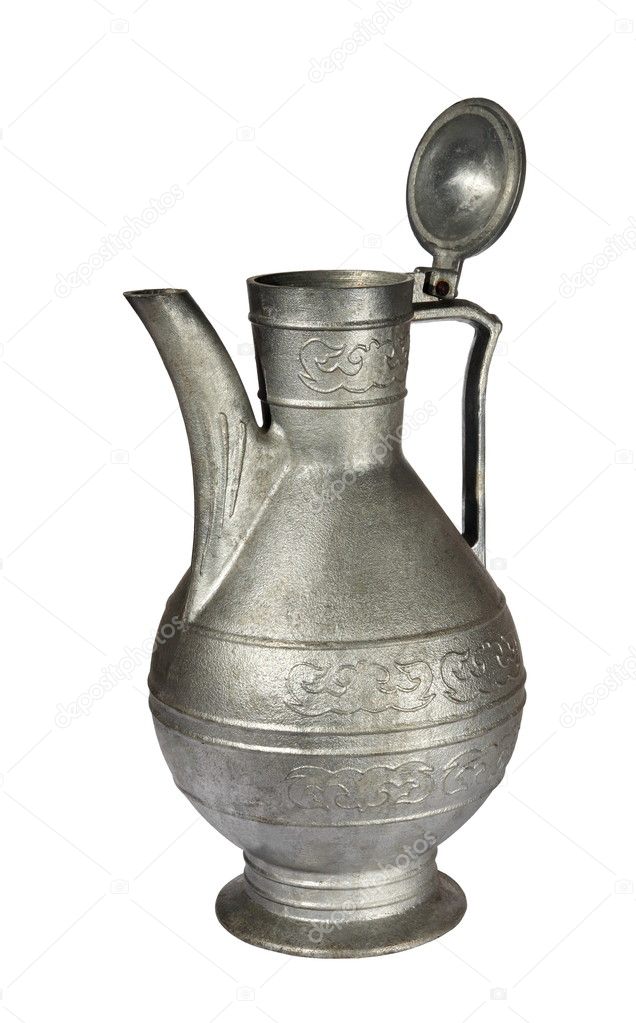Old grey metallic jug. (isolated) — Stock Photo © Aptyp_koK #1206208