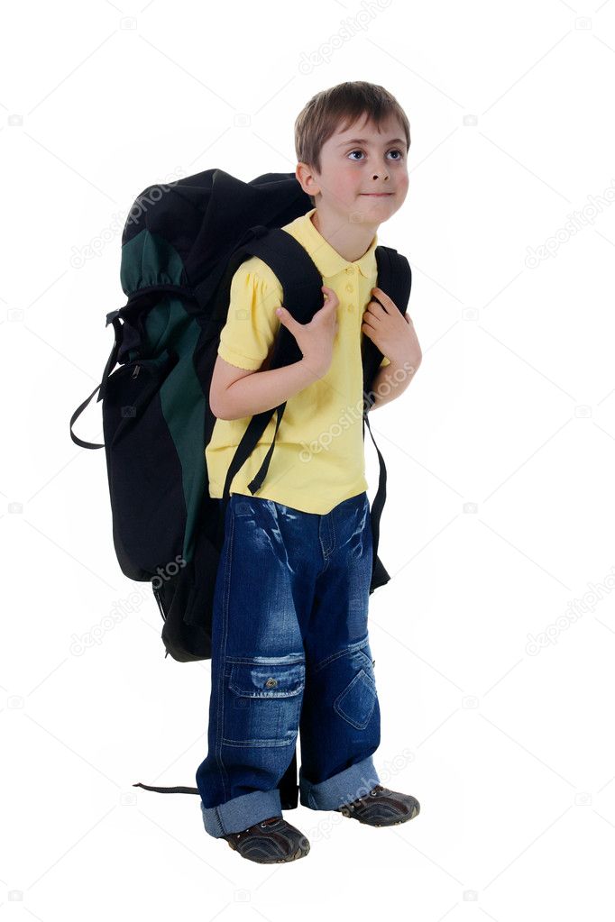 Boy with a large tourist backpack — Stock Photo © Aptyp_koK #1491387
