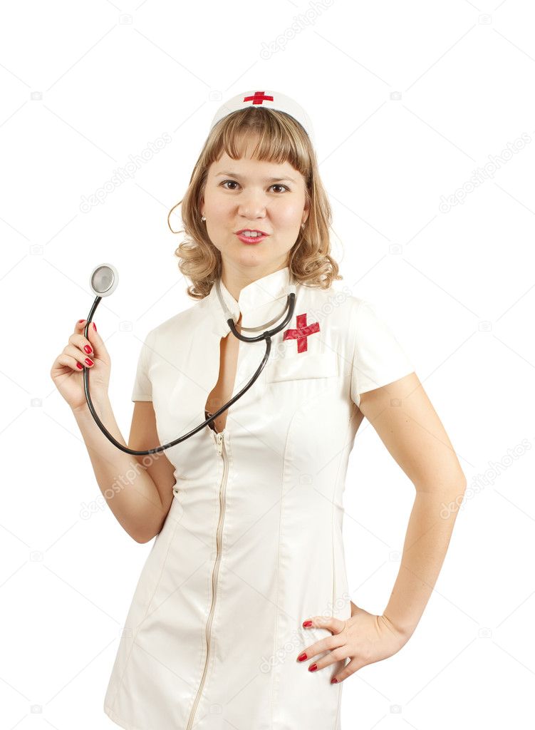 Young nurse lady posing and smiling — Stock Photo © Daria_Filim #1149094