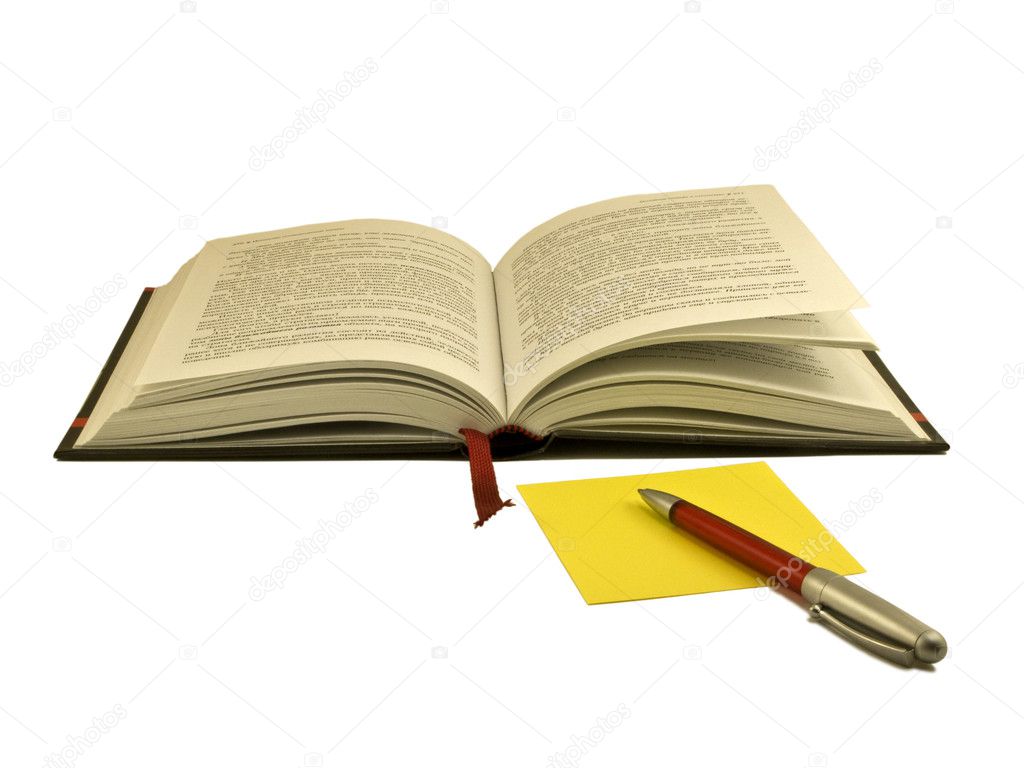 Opened book, pen and paper — Stock Photo © viknik #1426499