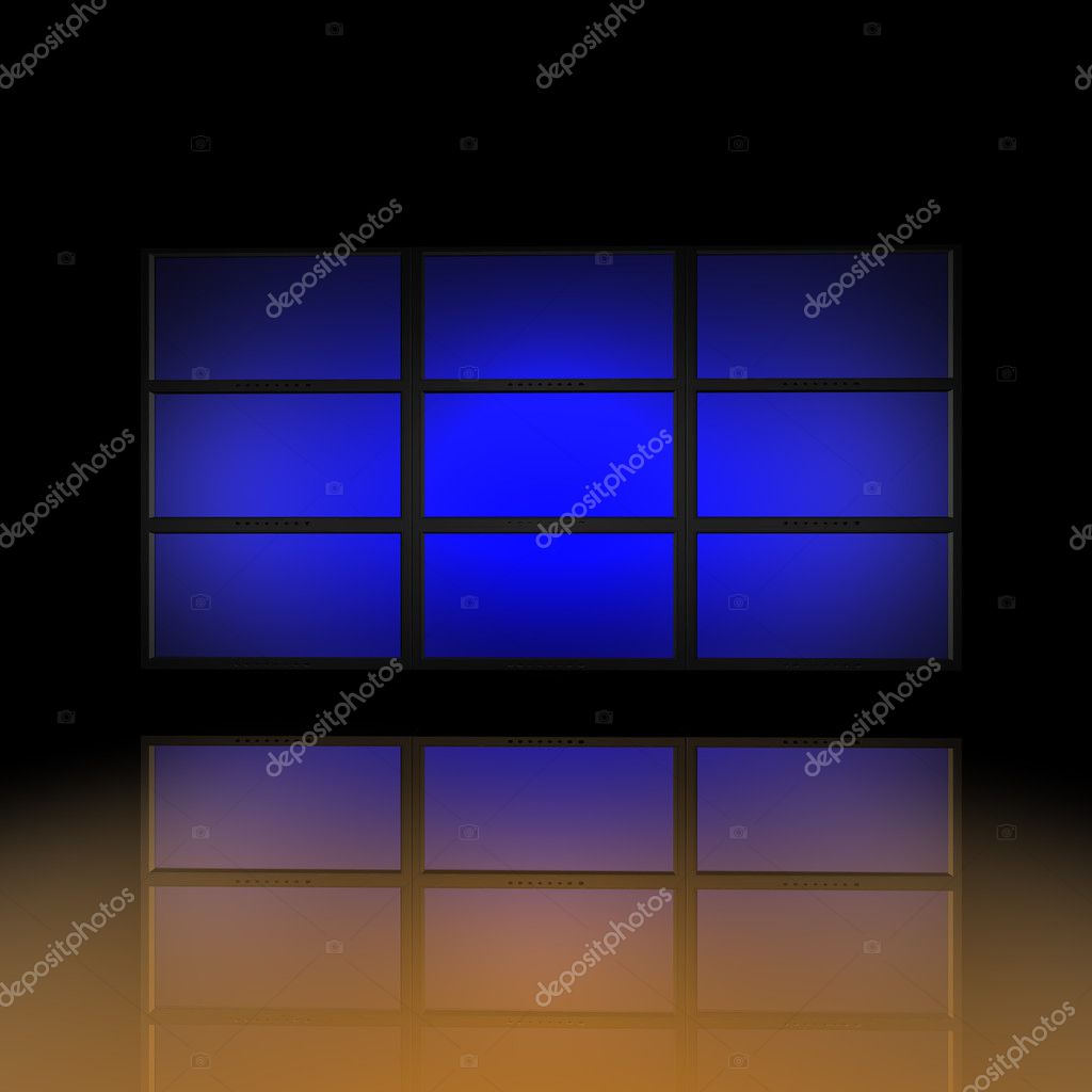 Video wall with blue screens Stock Photo by ©Alperium 1881561