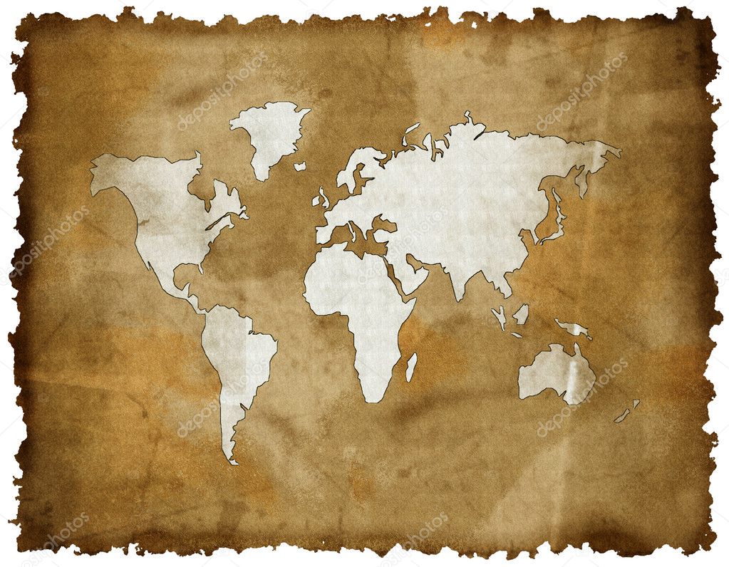 Old world map on grunge retro paper — Stock Photo © Alperium #1881619