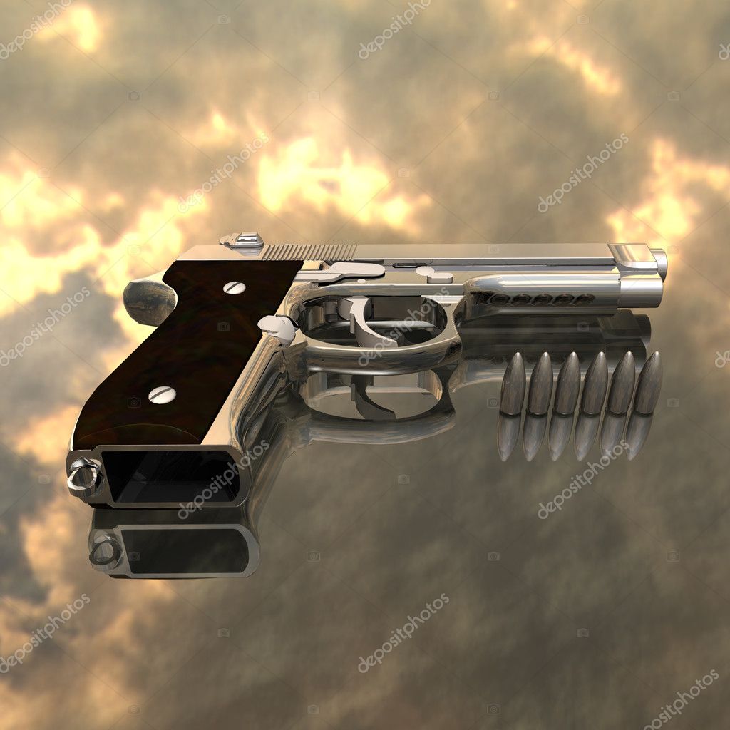Closeup of pistol with bullets — Stock Photo © Alperium #1883253