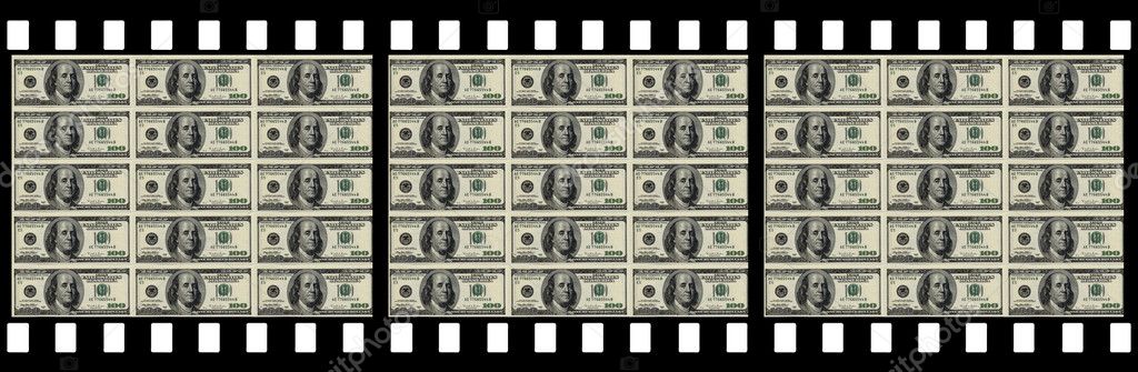 Film with 100 us dollar notes — Stock Photo © Alperium #1883862