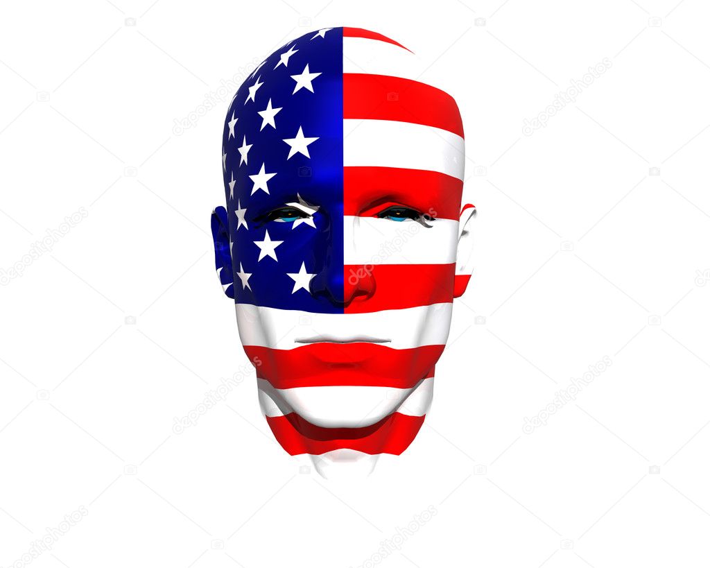 3D man head flag textured — Stock Photo © Alperium #1884735