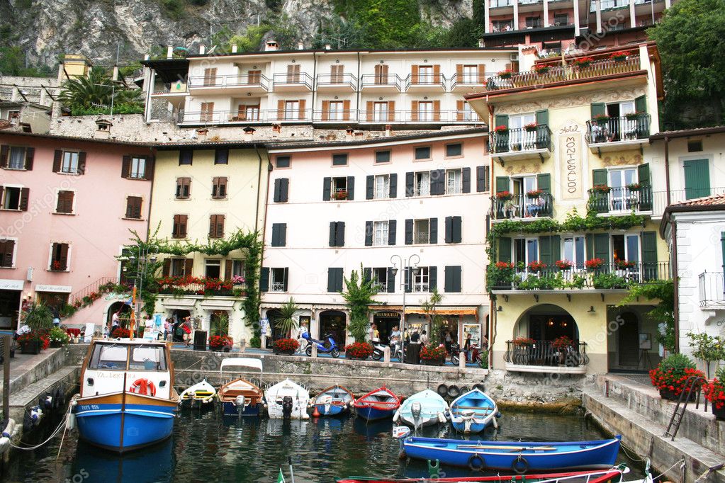 Italy. Lake Garda. Limone sul Garda town — Stock Photo © oxanatravel ...