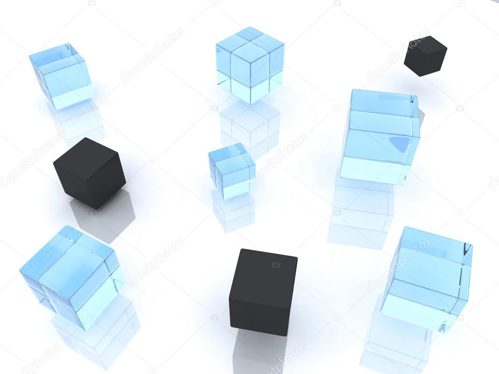 Many abstract black and glass cubes Stock Photo by ©MONARX3D 1205991