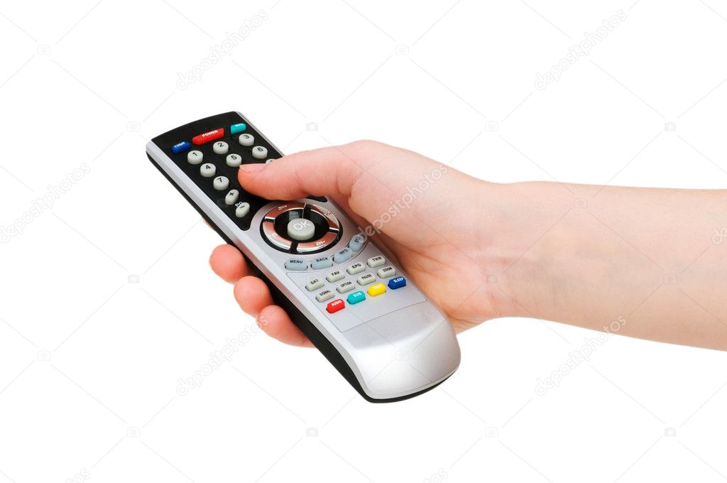 Hand with remote control isolated — Stock Photo © Elnur_ #1939601