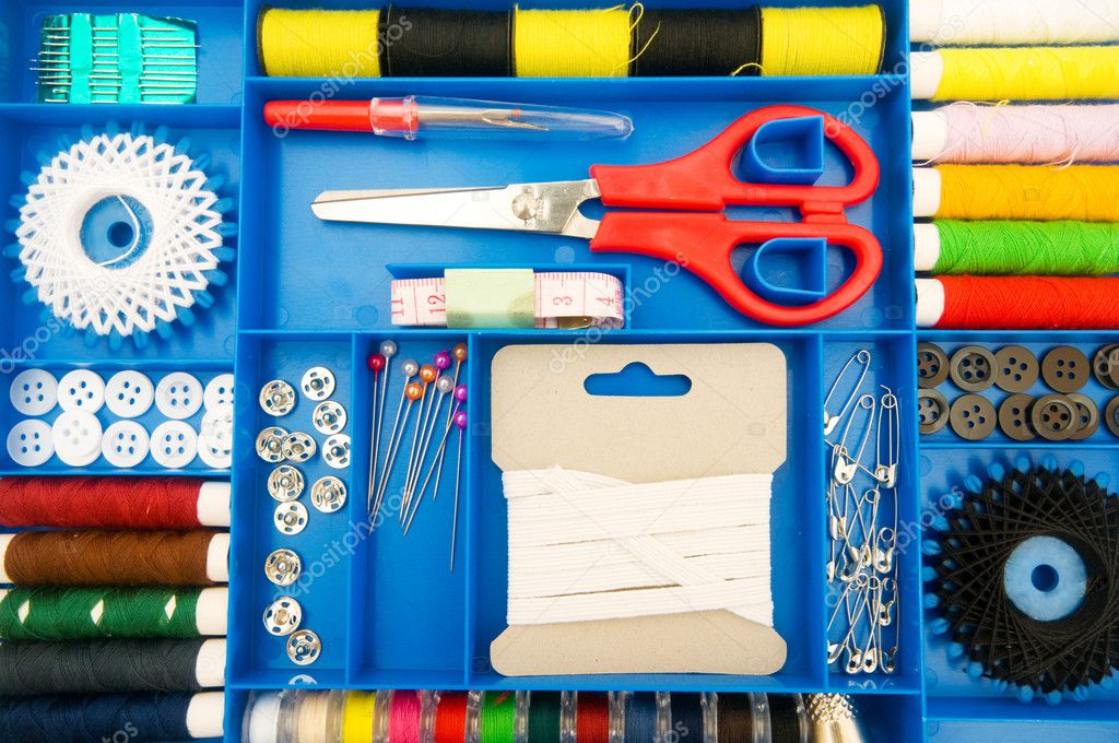Close up of colourful sewing kit Stock Photo by ©Elnur_ 1973803