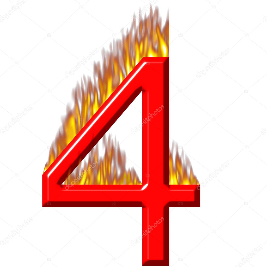 Number 4 on fire Stock Photo by ©georgios 1394950