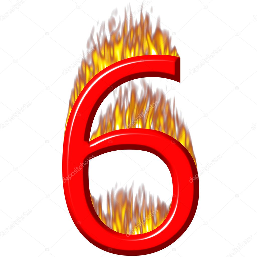 Number 6 on fire — Stock Photo © georgios #1394952