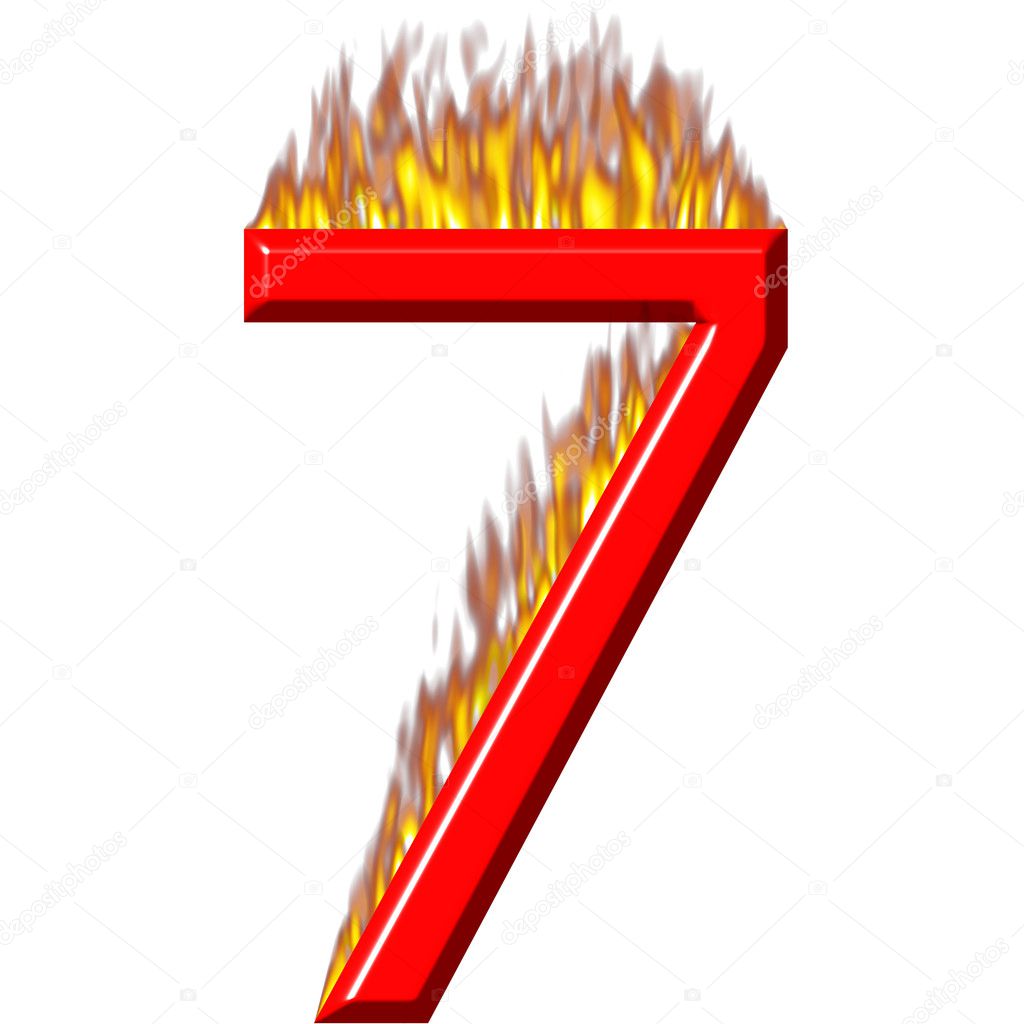 Number 7 on fire — Stock Photo © georgios #1394953