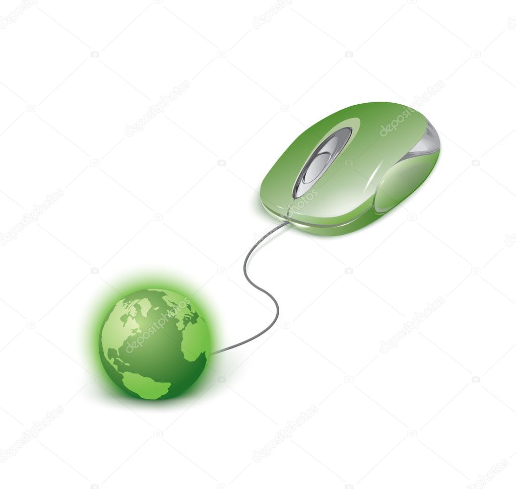 Green mouse connecting the Earth Stock Vector Image by ©dohtoor #1261492
