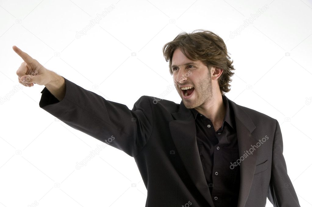 Shouting man pointing sideways Stock Photo by ©imagerymajestic 1653152