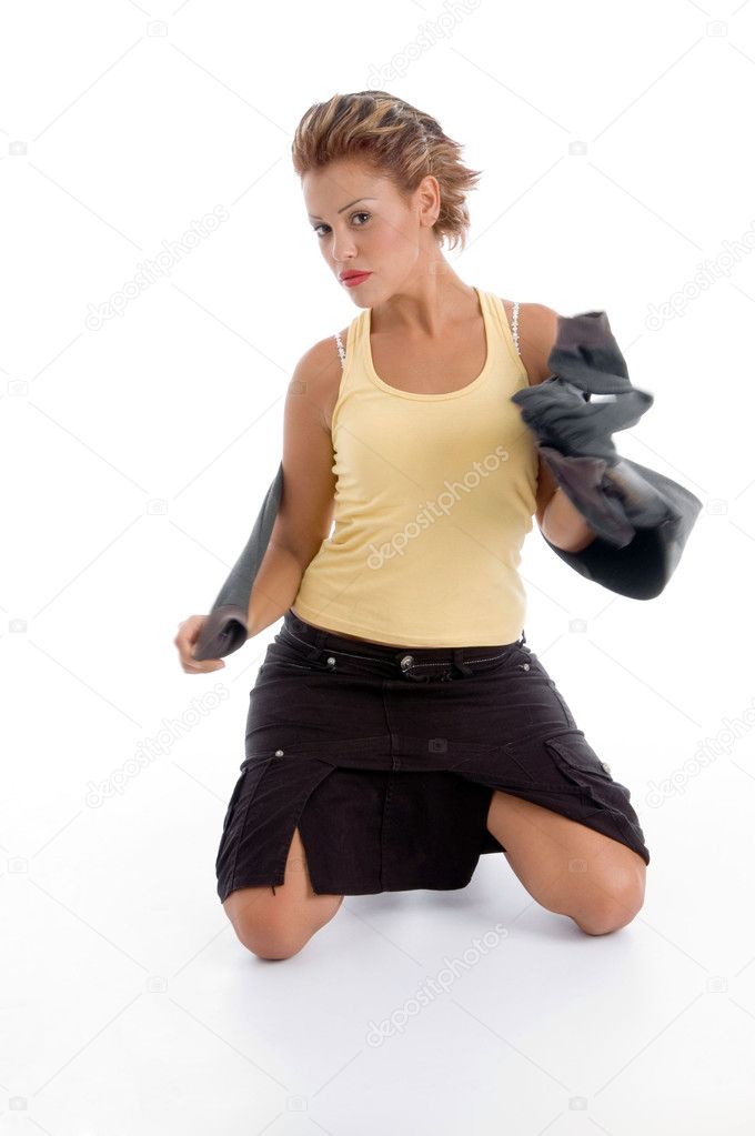 Beautiful female posing with jacket Stock Photo by ©imagerymajestic 1661155