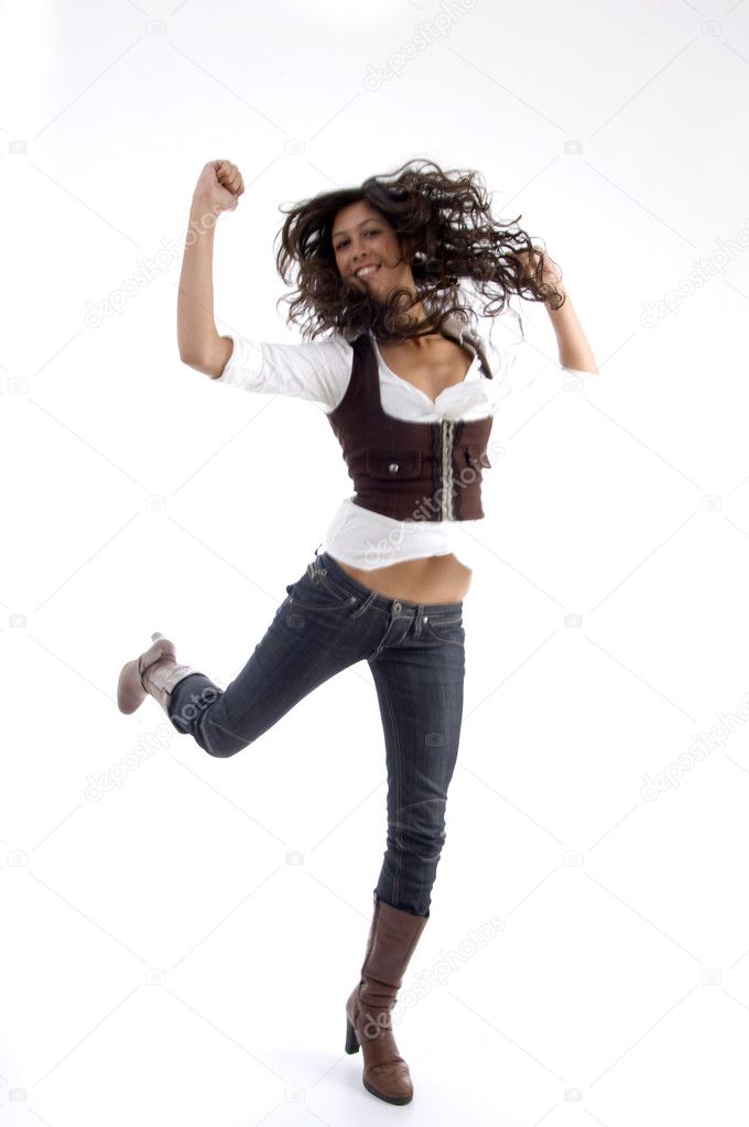 Full body pose of happy young female — Stock Photo © imagerymajestic ...