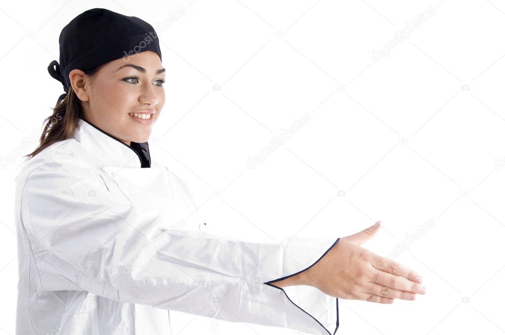 Female chef offering handshake Stock Photo by ©imagerymajestic 1667342