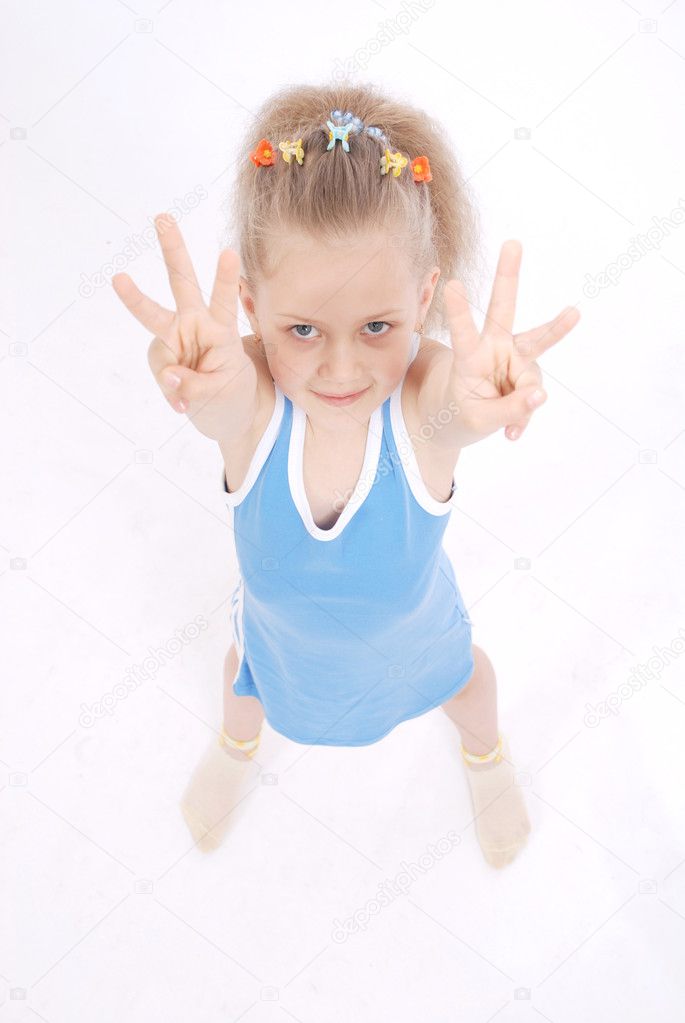 Girl shows three fingers Stock Photo by ©akova777 1419946