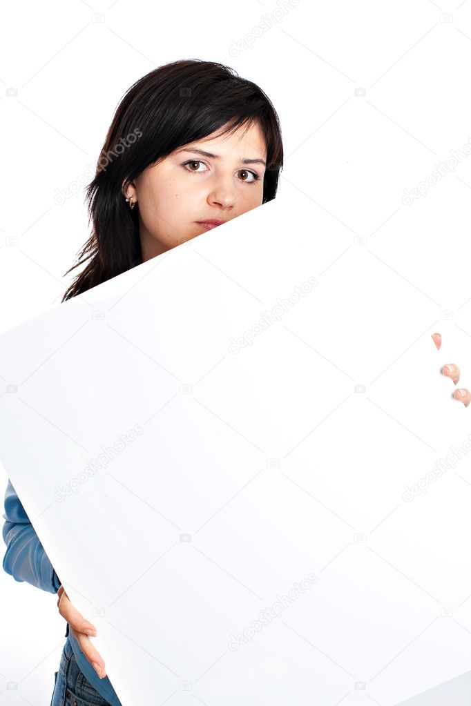 Beautiful girl holding a blank b Stock Photo by ©jenmax 1768083