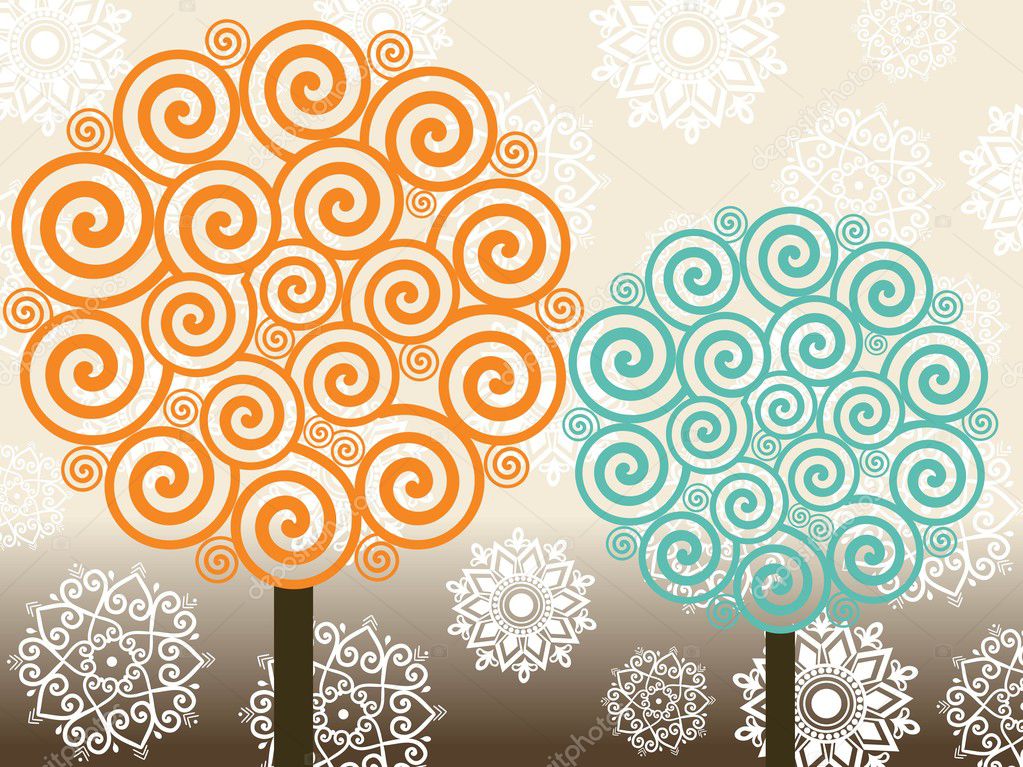 Vector set of swirl tree — Stock Vector © alliesinteract #1494872