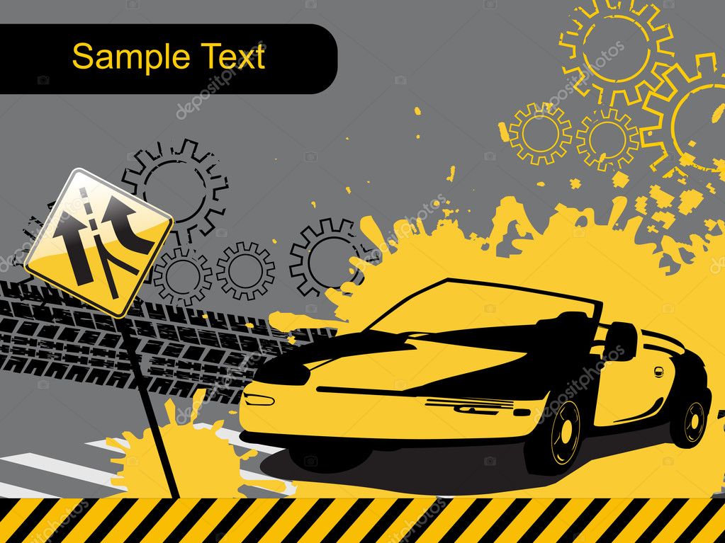 Grunge car, road sign background Stock Vector Image by ©alliesinteract ...