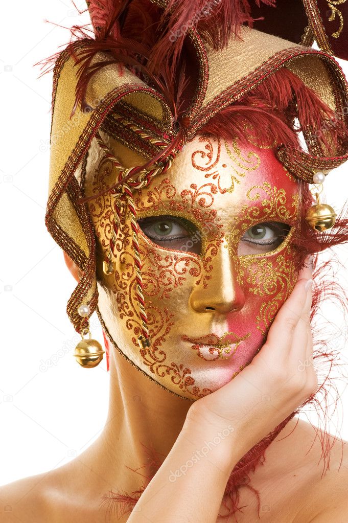 Beautiful Young Woman In Carnival Mask Stock Editorial Photo © Nejron