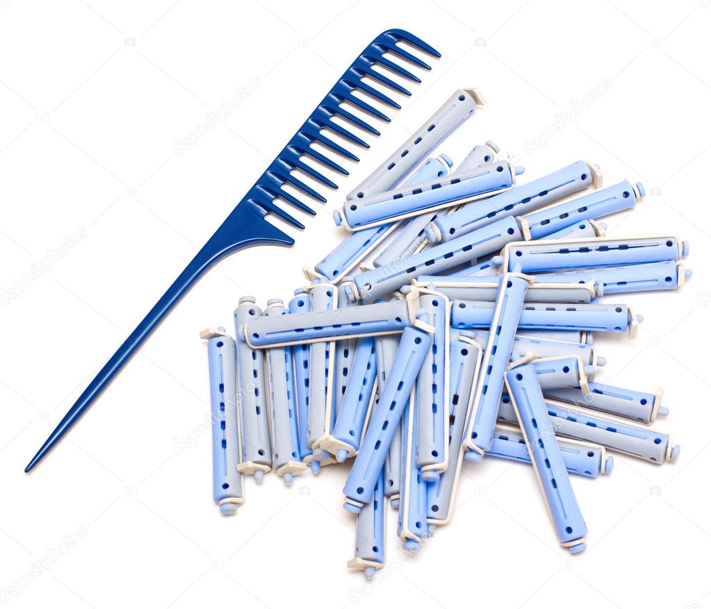 Handle rake and hair rollers Stock Photo by ©timbrk 1613967