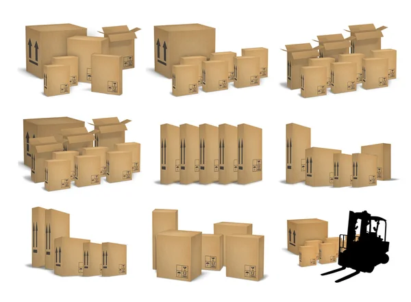 Stacks of cardboard boxes isolated on white background — Stock Photo © photkas #22869726