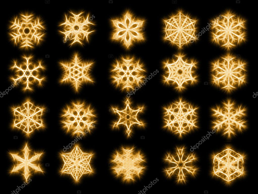 Set of 20 snowflakes in sparkled style — Stock Photo © madbit #2170557
