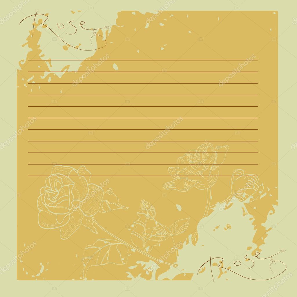 Note paper with a hand painted roses — Stock Vector © Jershova #1619649