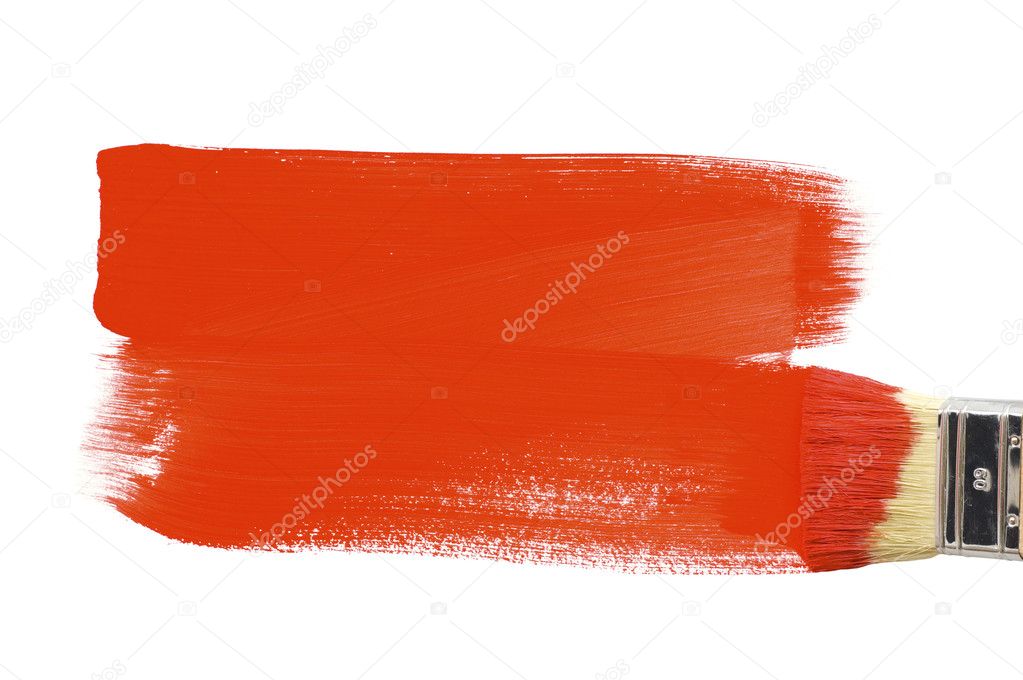 Painting with red brush Stock Photo by ©SashaS 1764204