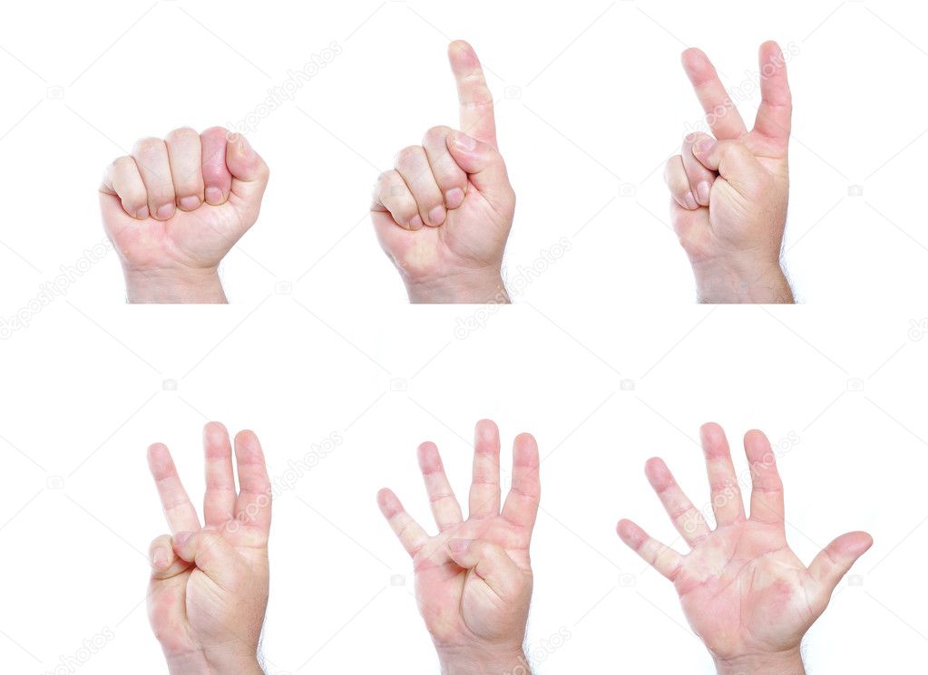 Numbers by hand, isolated on white — Stock Photo © zurijeta #1834431