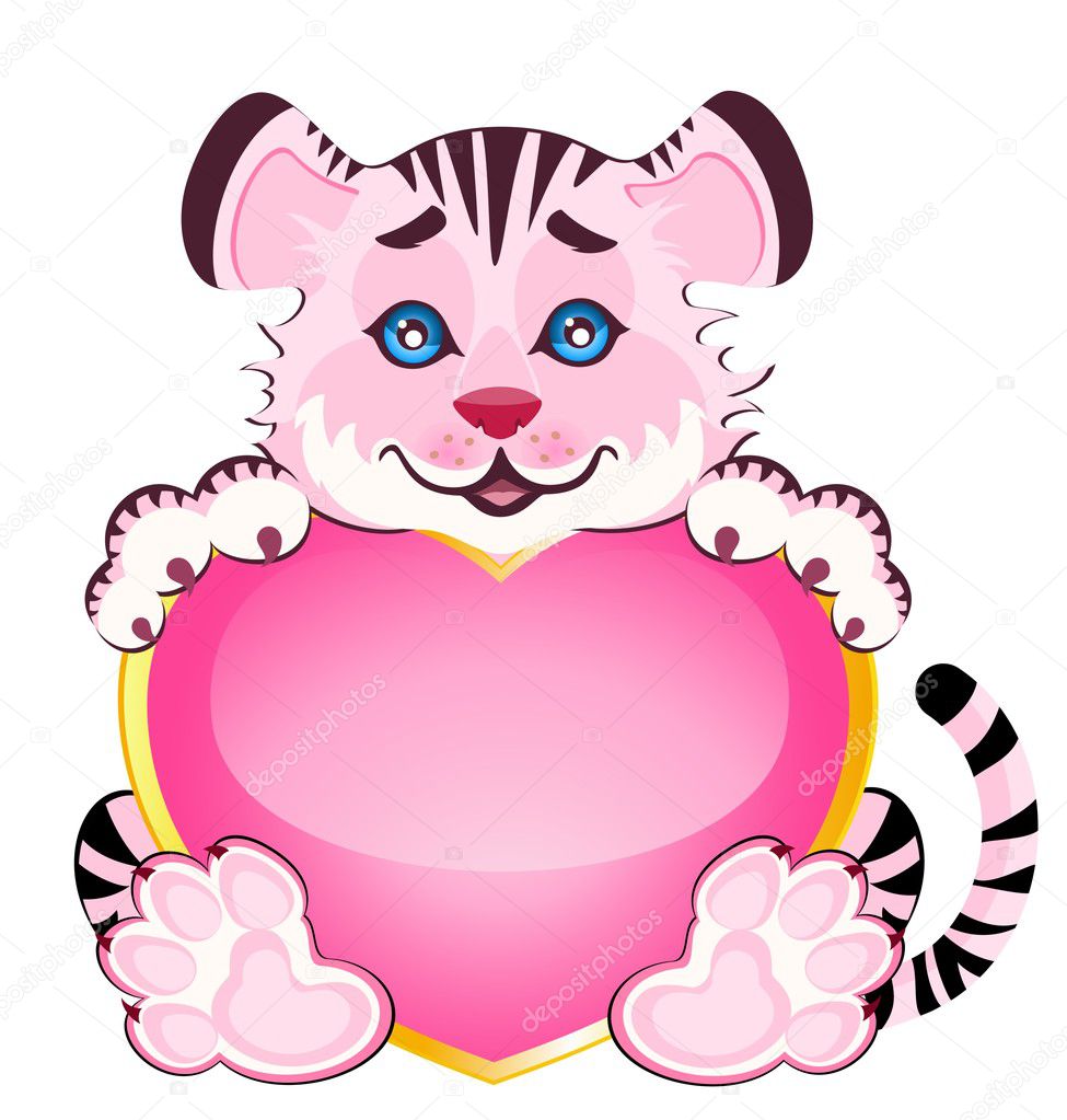 Little tiger with heart Stock Vector Image by ©Forewer #1654967