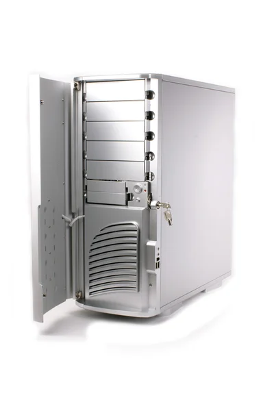 White Open Empty Midi Tower Computer Case Side View Isolated Stock ...