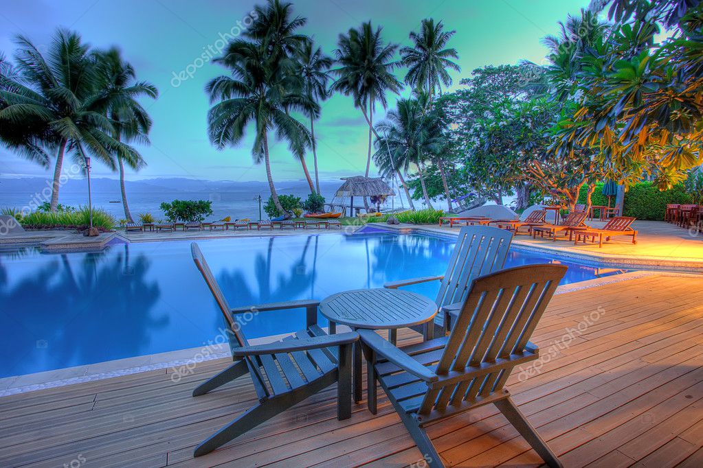Pool at tropical resort, HDR — Stock Photo © ajalbert #2495320